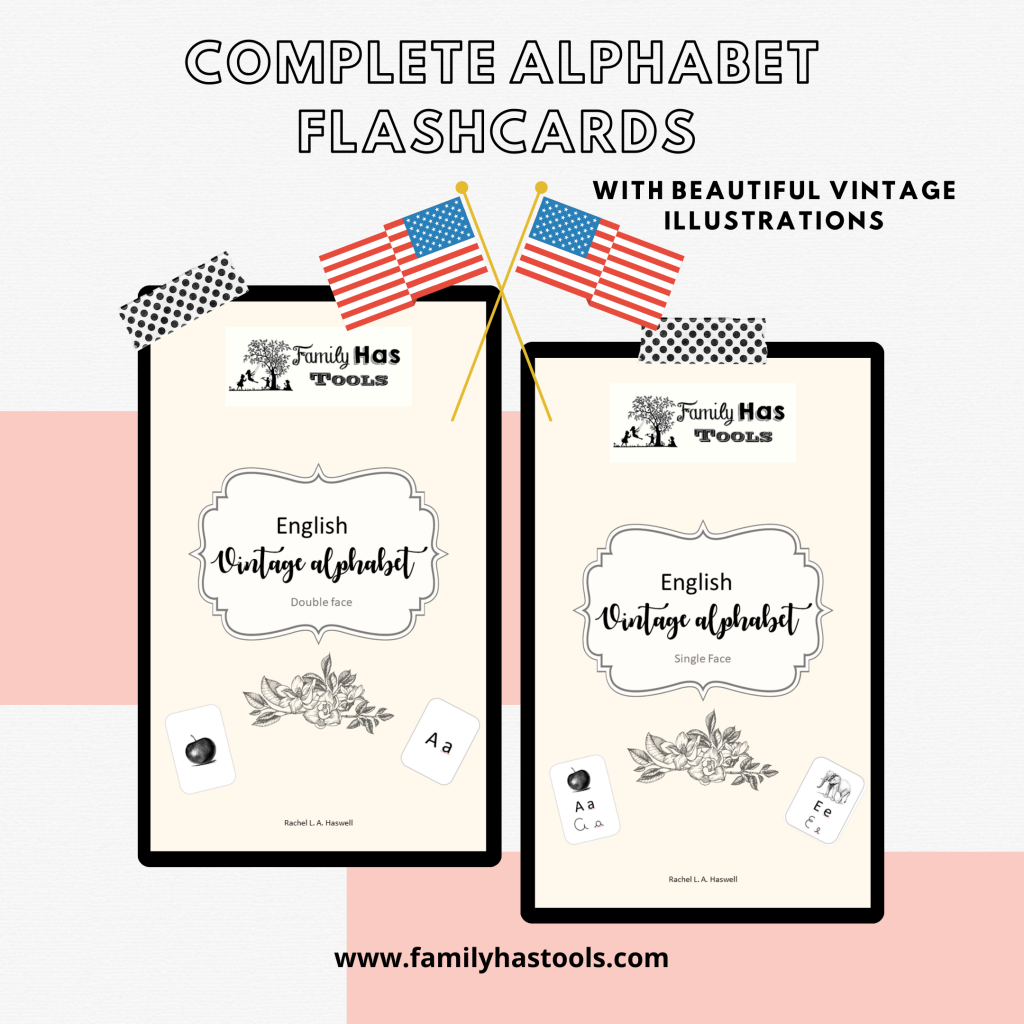 Complete vintage alphabet flashcards - English - Family Has Tools
