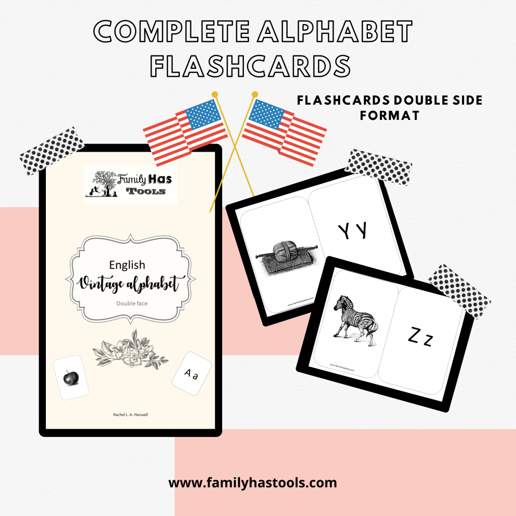 Complete vintage alphabet flashcards - English - Family Has Tools